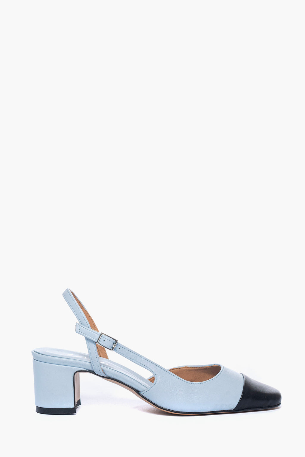 Scarpa modello chanel Sole pelle azzurro e nero – Lia Diva