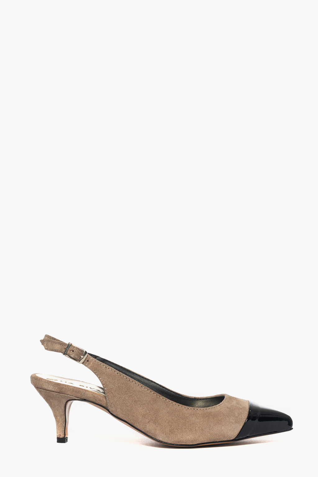 Chanel Ginevra 3 décolleté in taupe suede and patent leather toe – Lia Diva