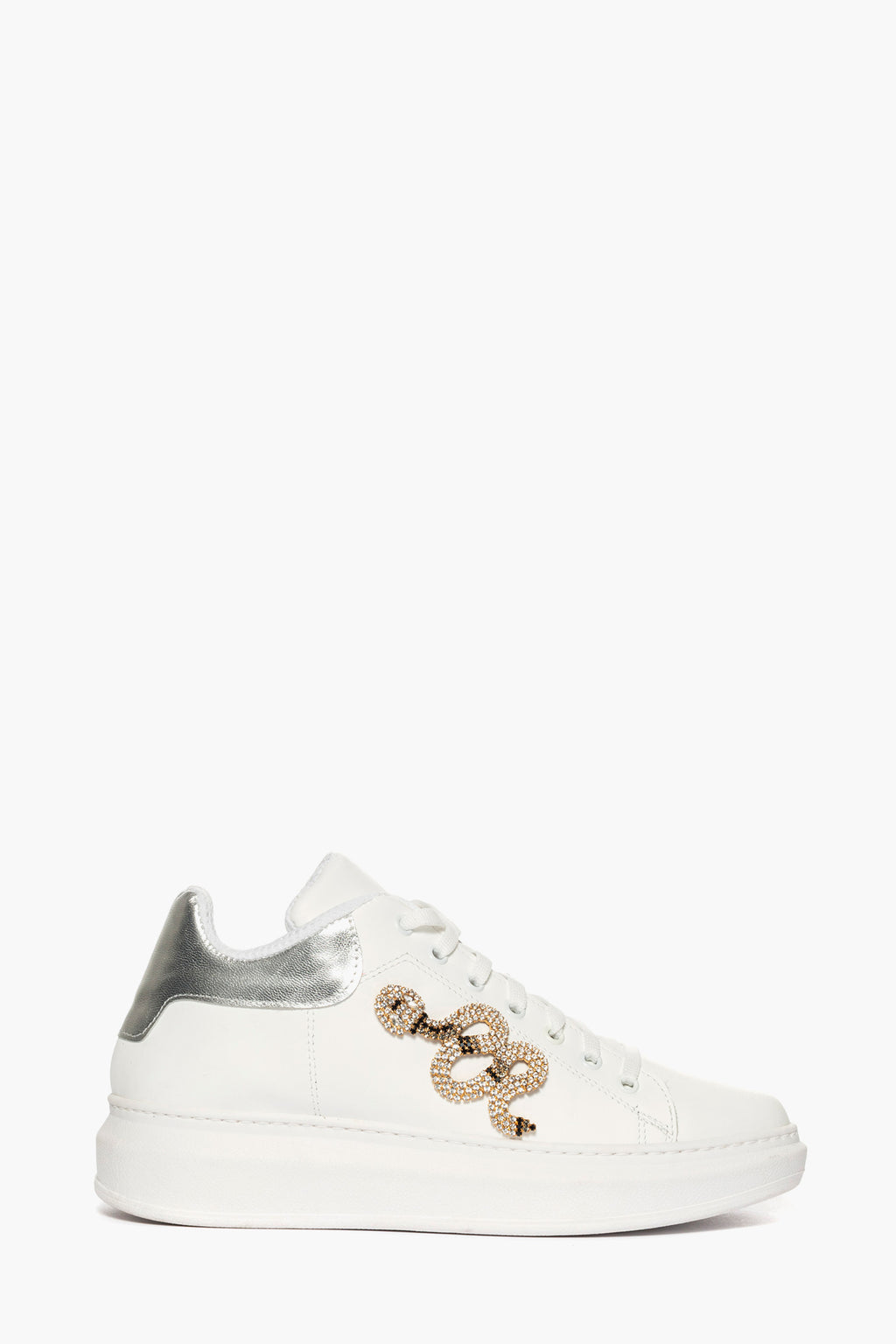 Sneakers pelle bianco con strass serpente Lexa limited edition – Lia Diva